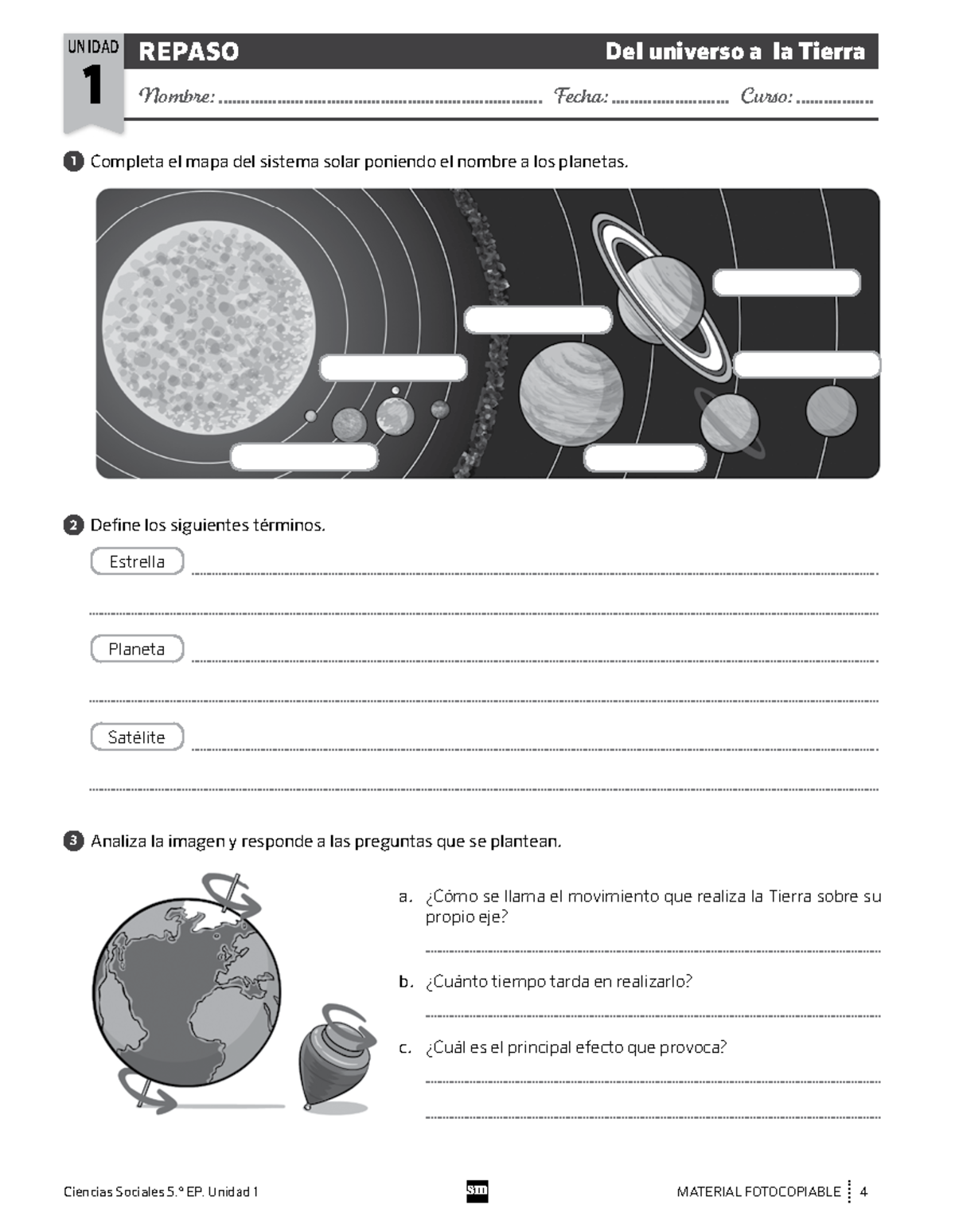 5º prim Sociales refuerzo repaso ampliación - REPASO Del universo a la ...
