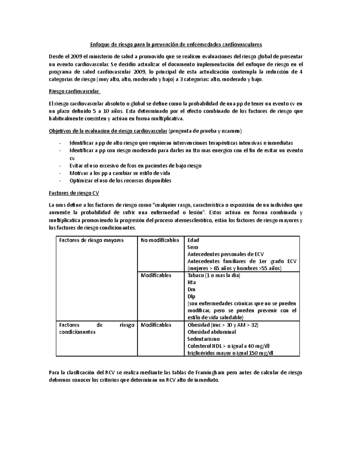 Enfoque de riesgo para la prevención de enfermedades cardiovasculares ...