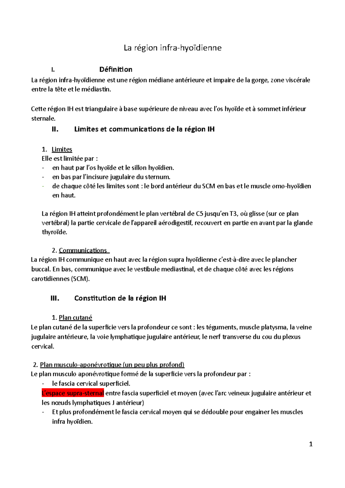 Région infra-hyoïdienne - La région infra-hyoïdienne I. Définition La ...