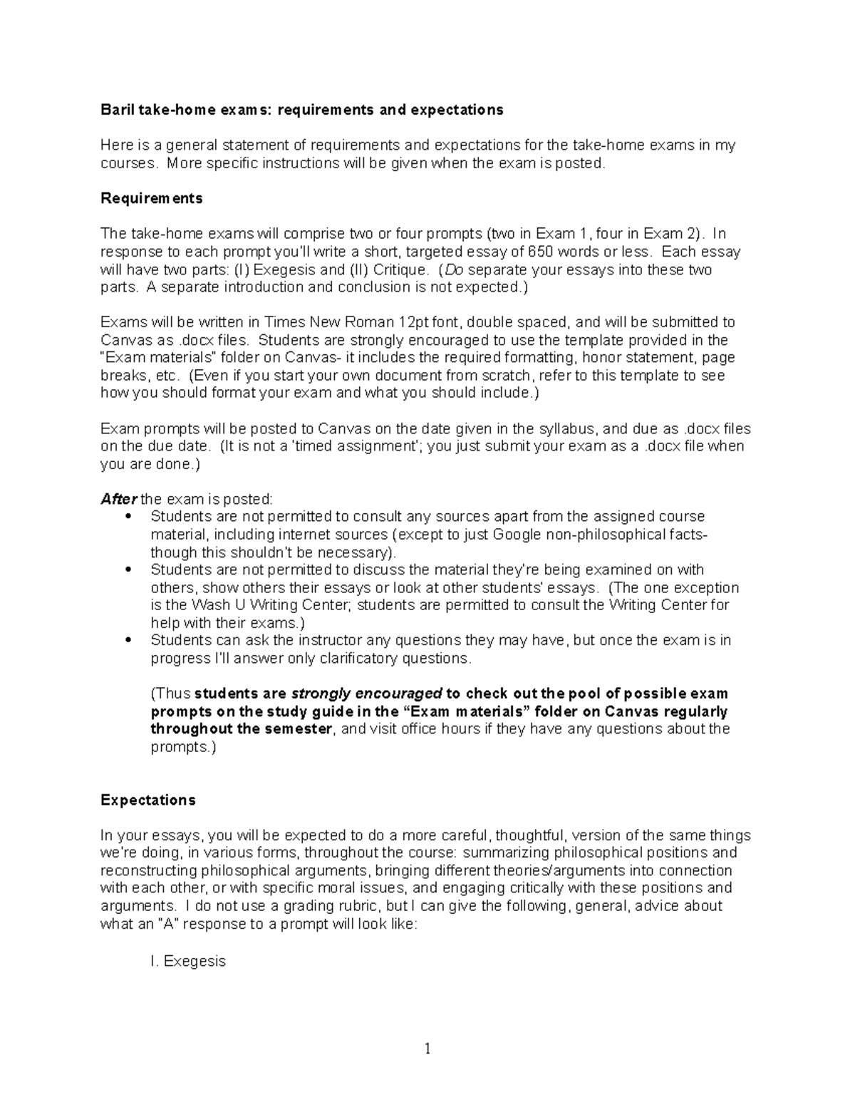 1 General expectations for Baril take-home exams - Baril take-home ...