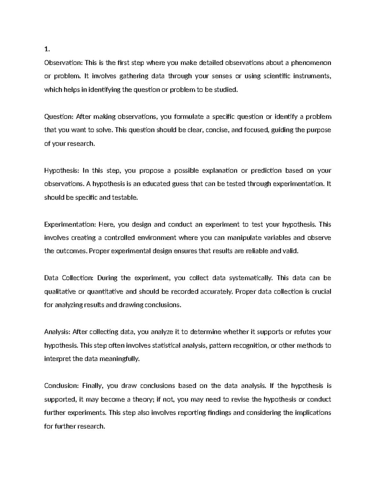 Advanced Integrated Science - 1. Observation: This is the first step where you make detailed ...