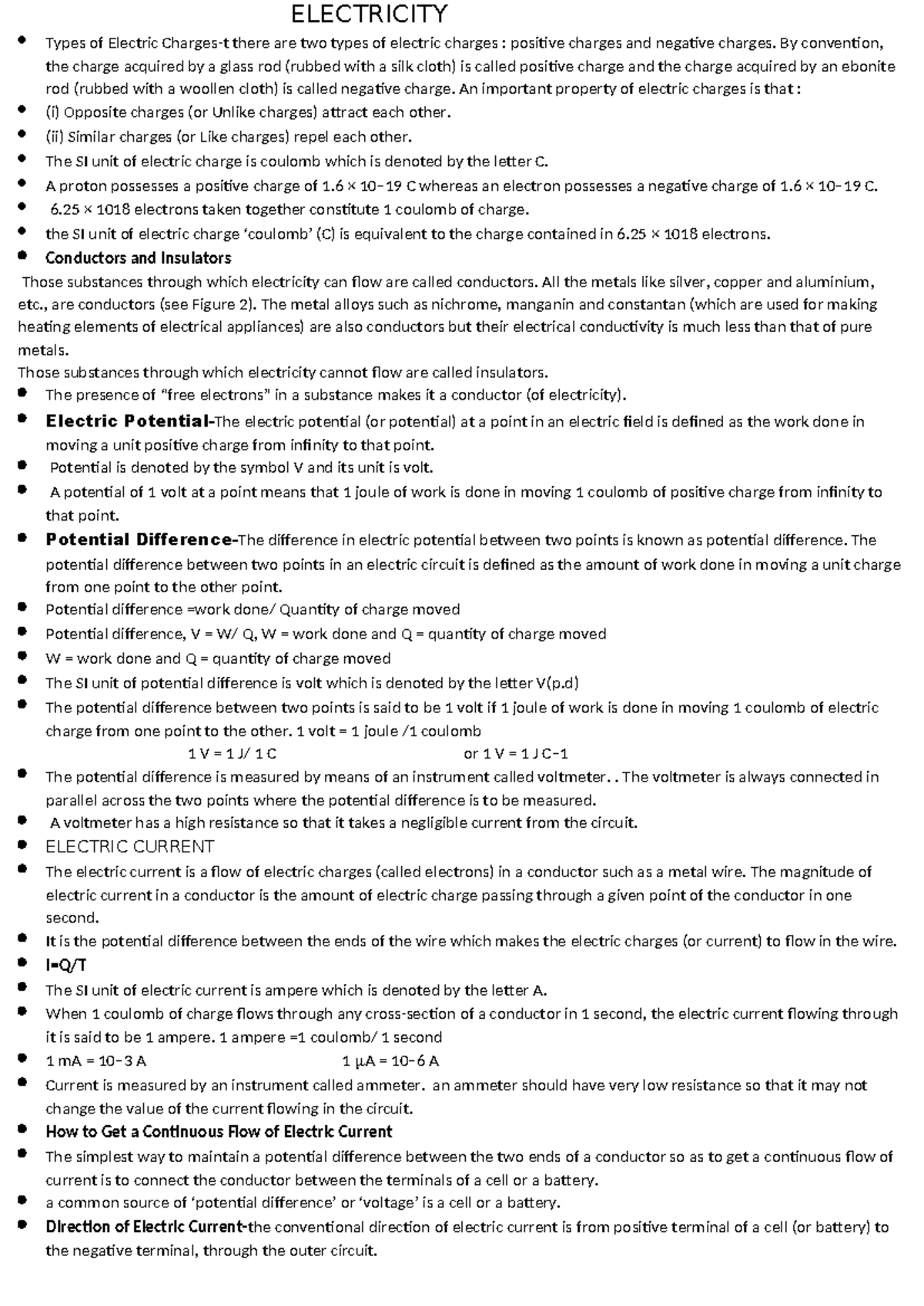 Electricity notes - ELECTRICITY Types of Electric Charges-t there are ...
