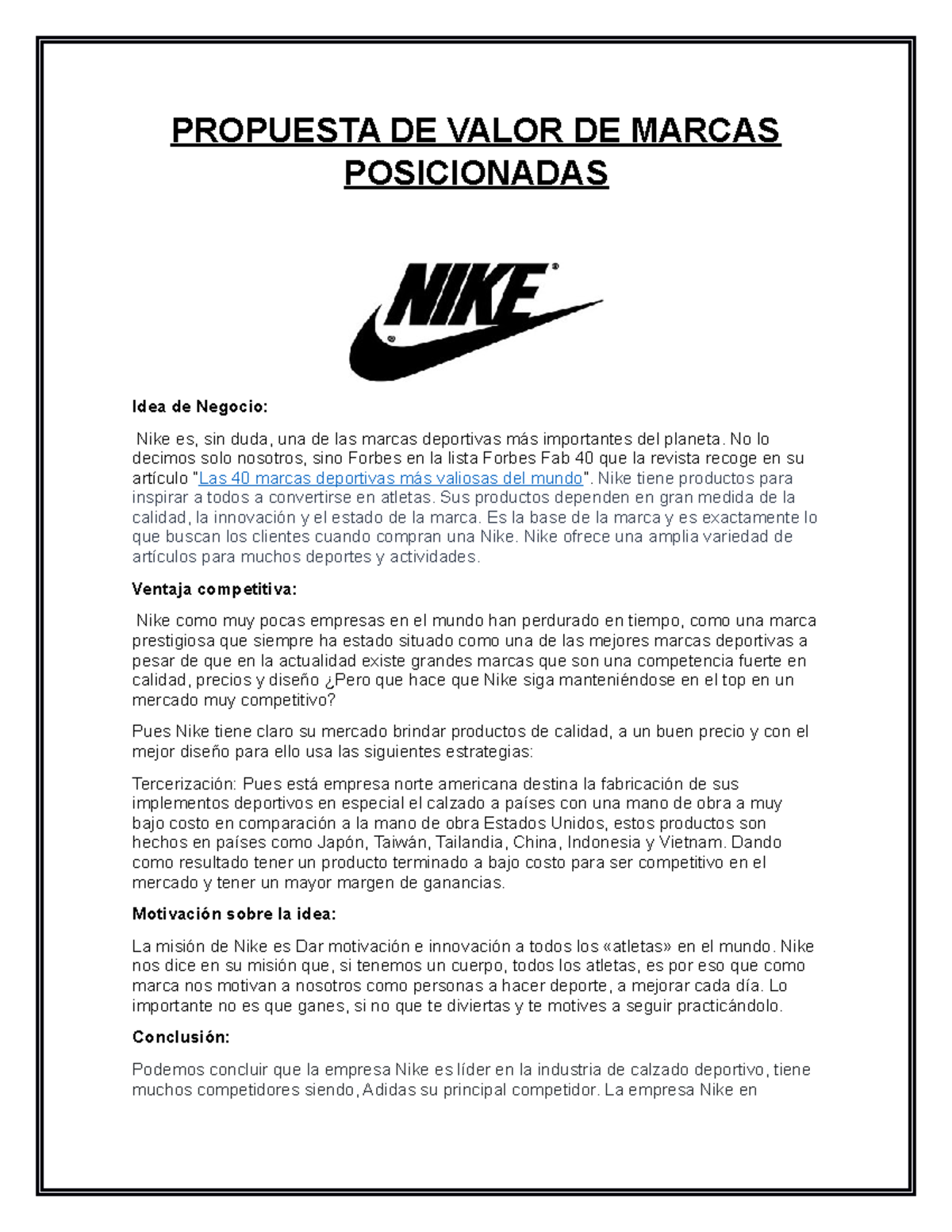 P. Devalor DE Marcas - PROPUESTA DE VALOR DE MARCAS POSICIONADAS Idea ...