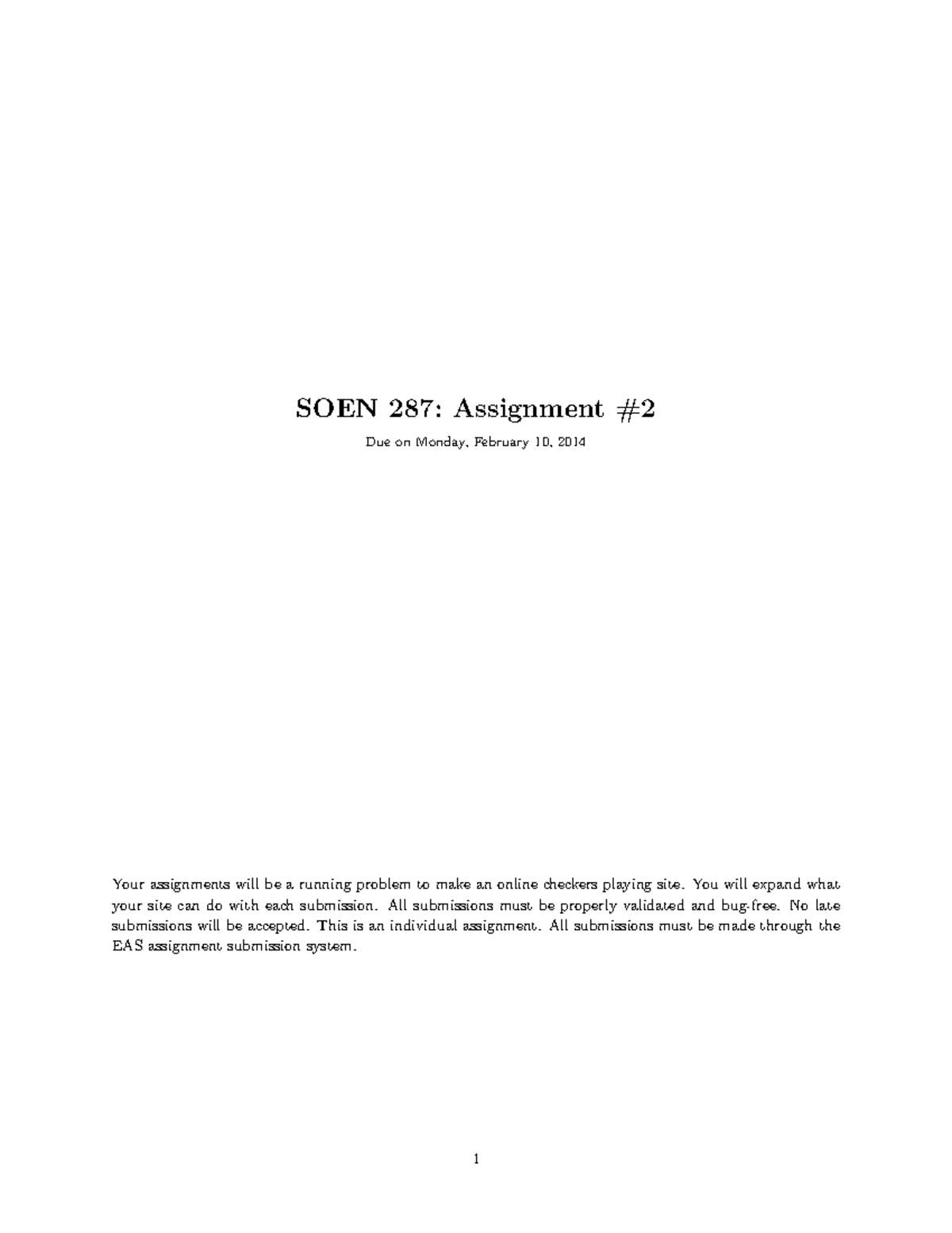 SOEN 287 Assignment 2 - SOEN 287: Assignment Due on Monday, February 10 ...