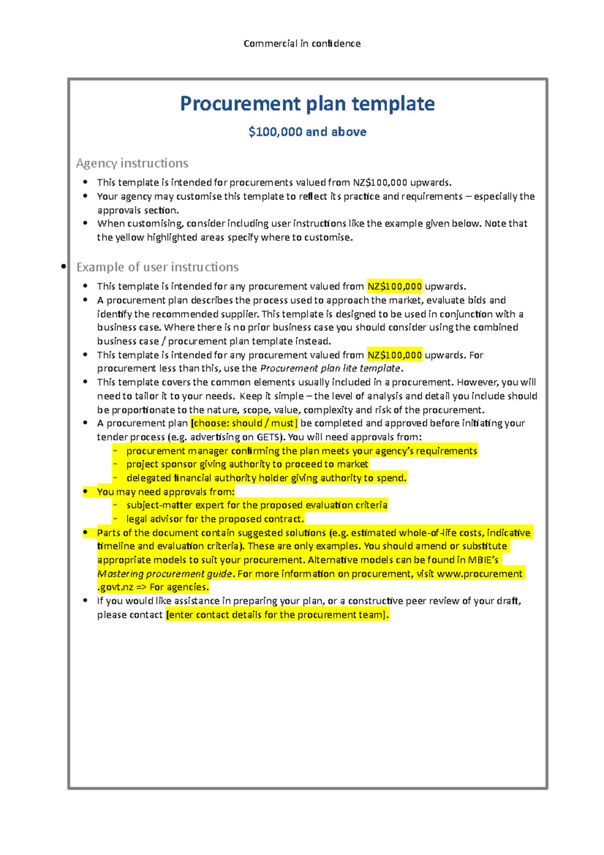 Procurement-plan-template for assignemtns - Business Managment - UoN ...