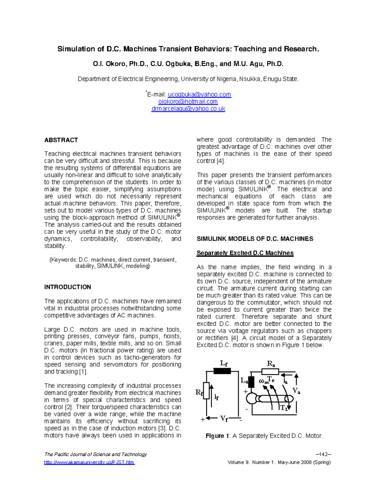 Simulation of D C Machines Transient Beh - Simulation of D. Machines ...
