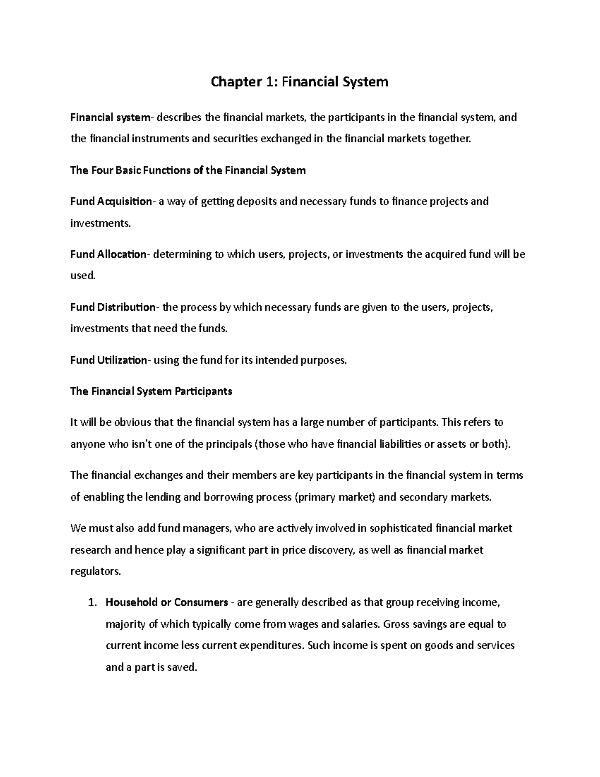 Chapter 1 Financial System - Chapter 1: Financial System Financial ...