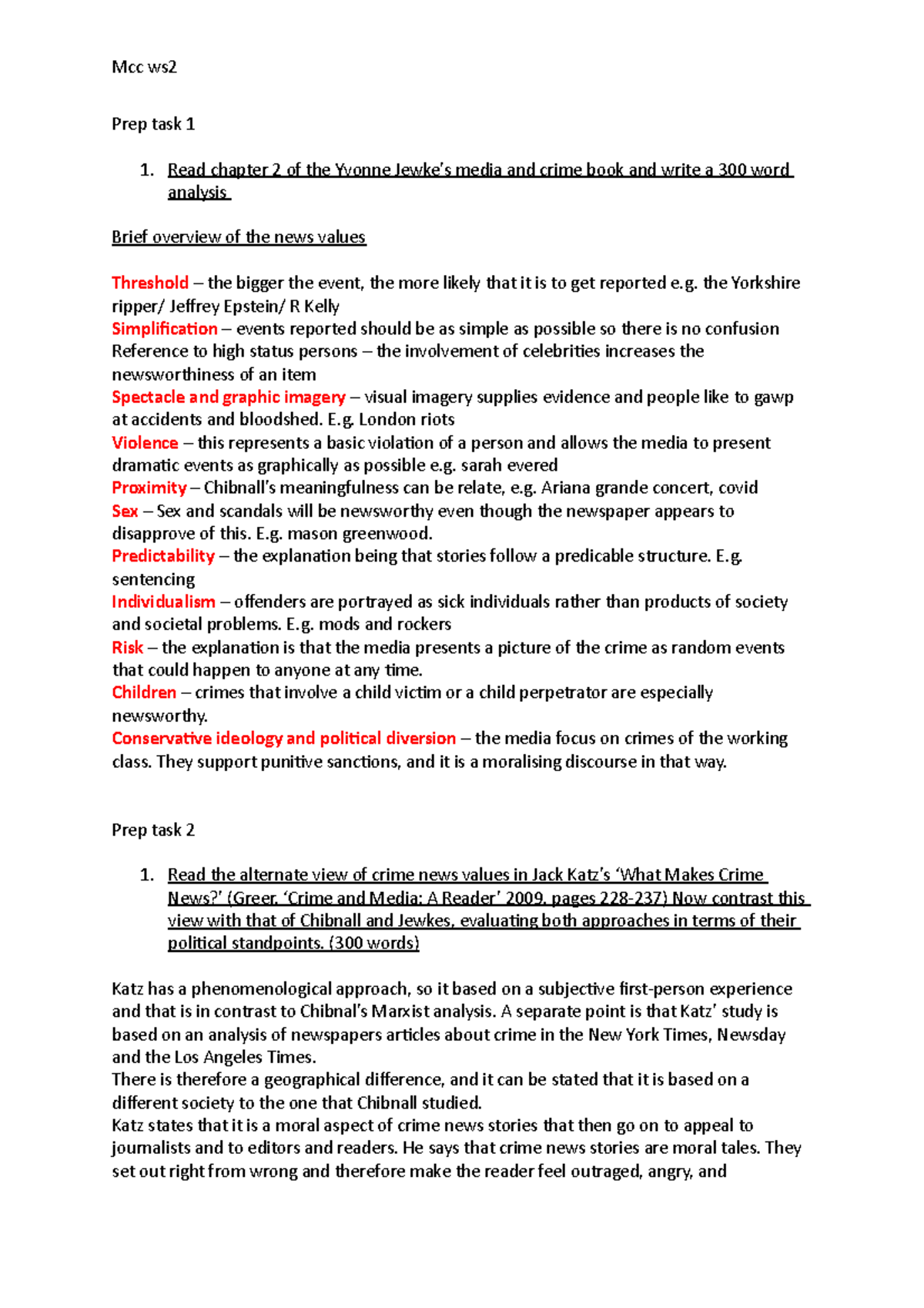 workshop 2 student guide: crime news selection and news values - Prep ...