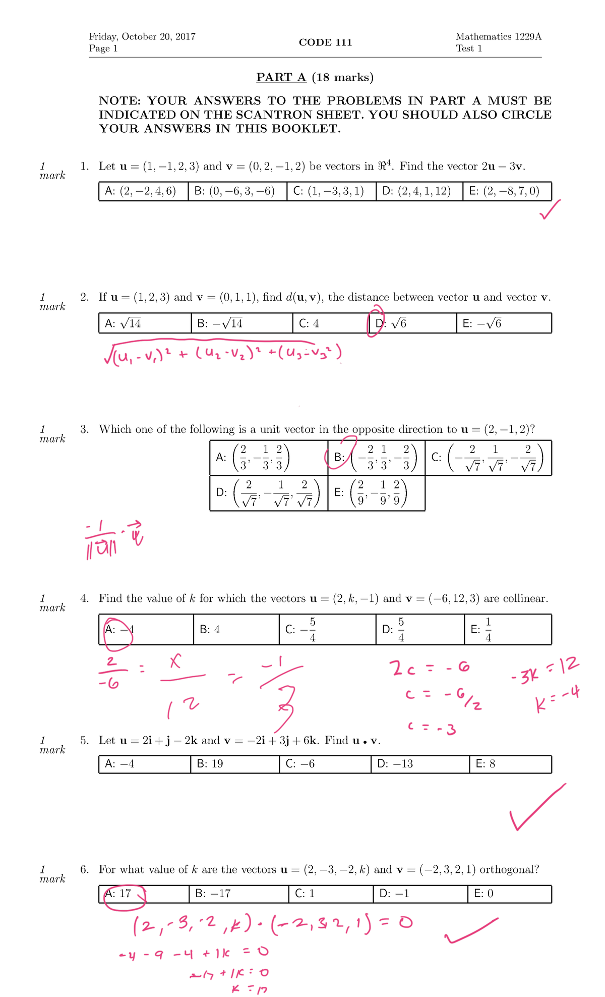 Review quiz1 - Friday, October 20, 2017 Page 1 CODE 111 Mathematics ...