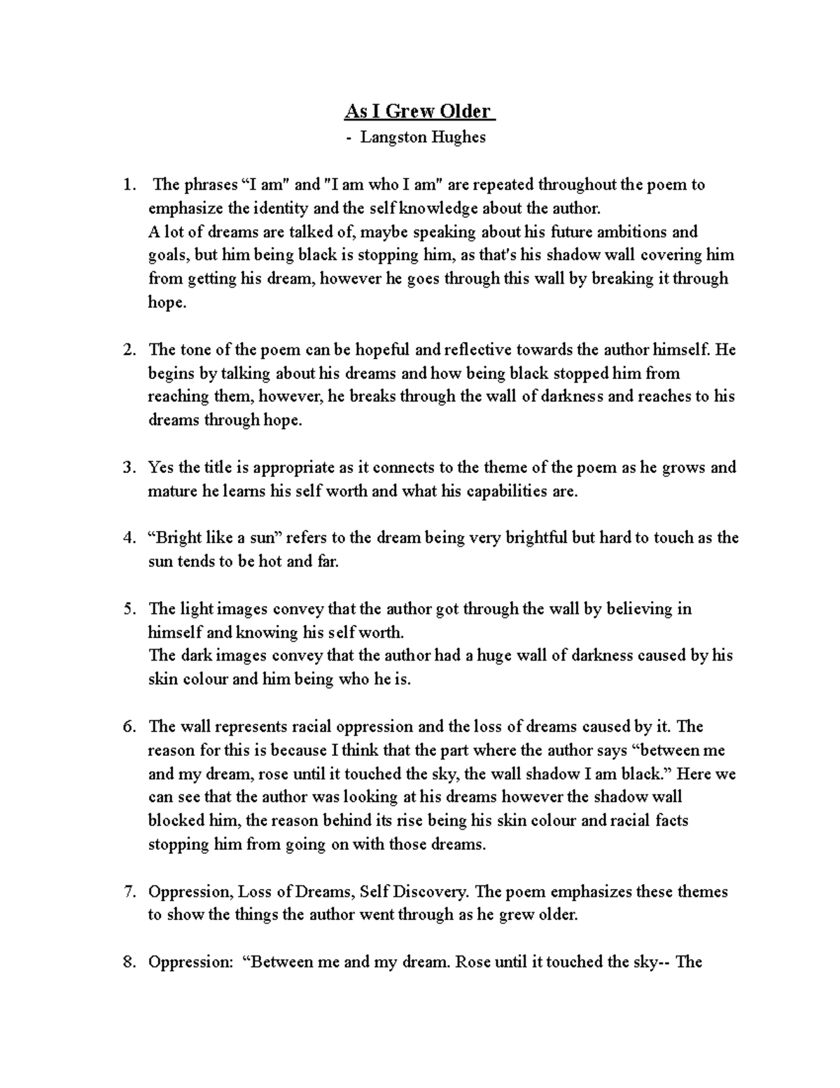 As I Grew Older - Annotations - As I Grew Older Langston Hughes The ...