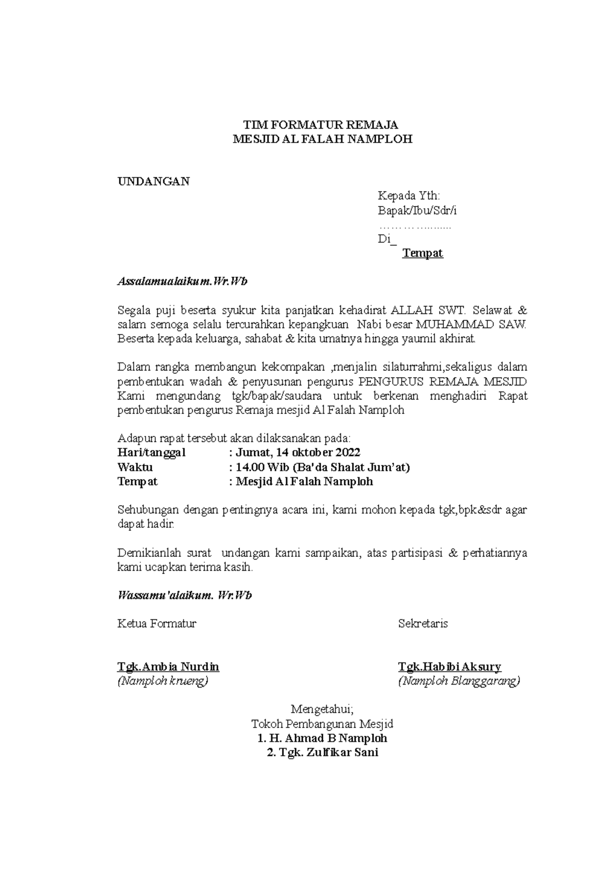 Habibi - ddfdfdf - TIM FORMATUR REMAJA MESJID AL FALAH NAMPLOH UNDANGAN ...