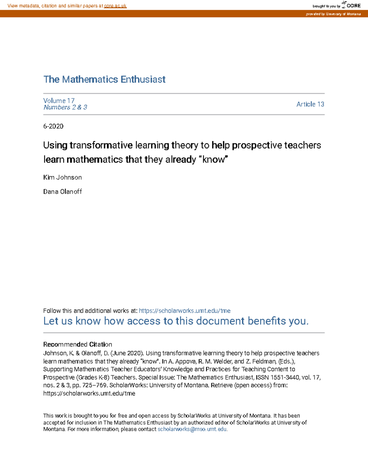 Using - CONSIDER RESEARCH - The Mathematics EnthusiastThe Mathematics ...