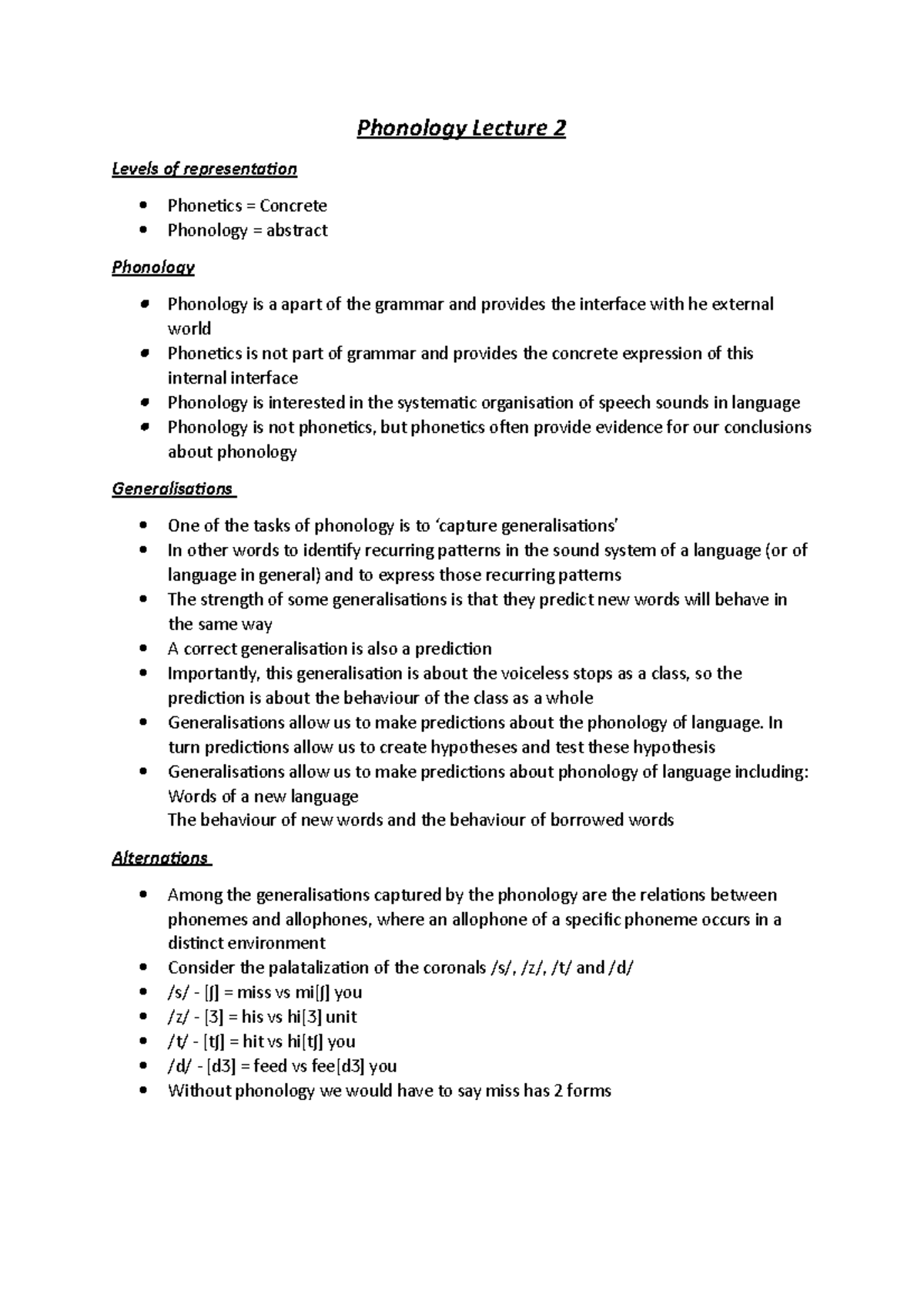 lecture - Phonology or Phonetics - Phonology Lecture 2 Levels of ...
