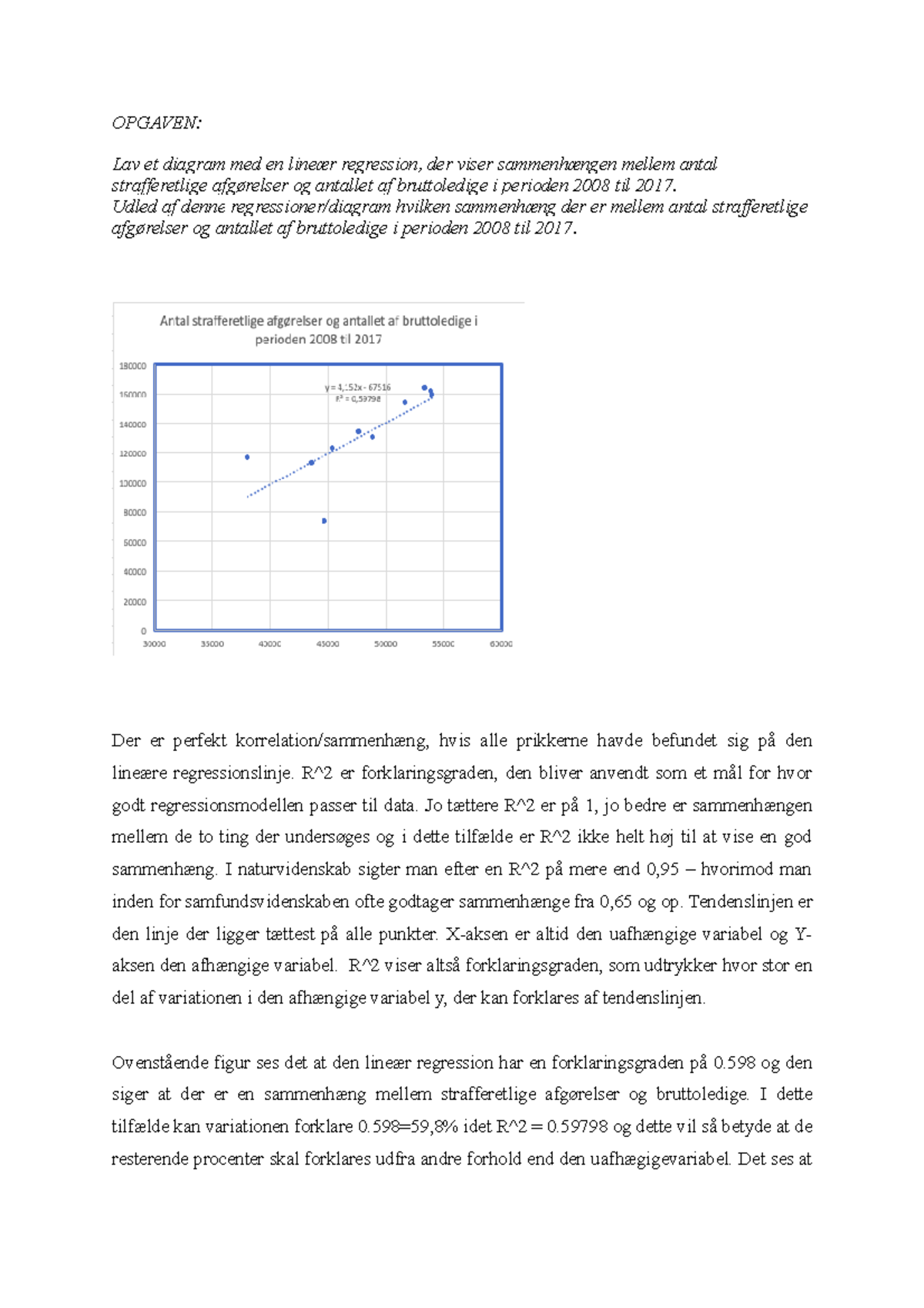 Samf lineær regression - OPGAVEN: Lav et diagram med en lineær ...