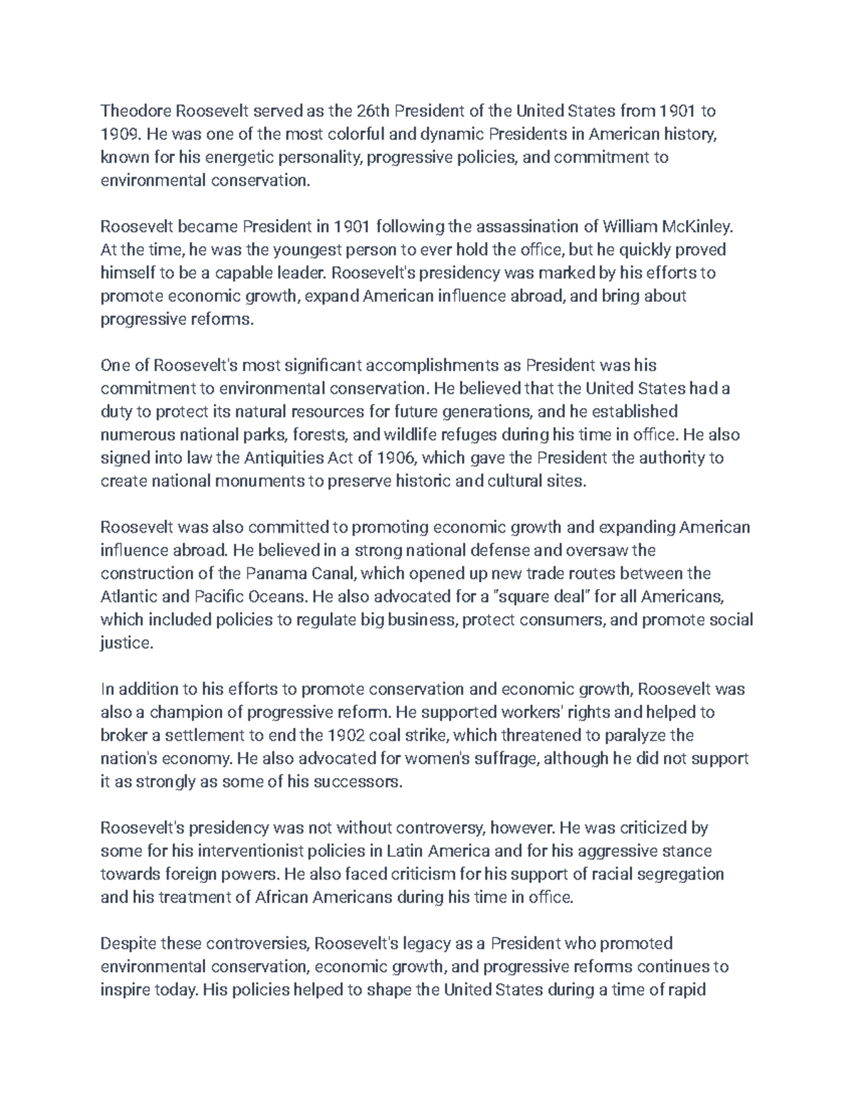 Theodore Roosevelt Presidency - Theodore Roosevelt served as the 26th ...