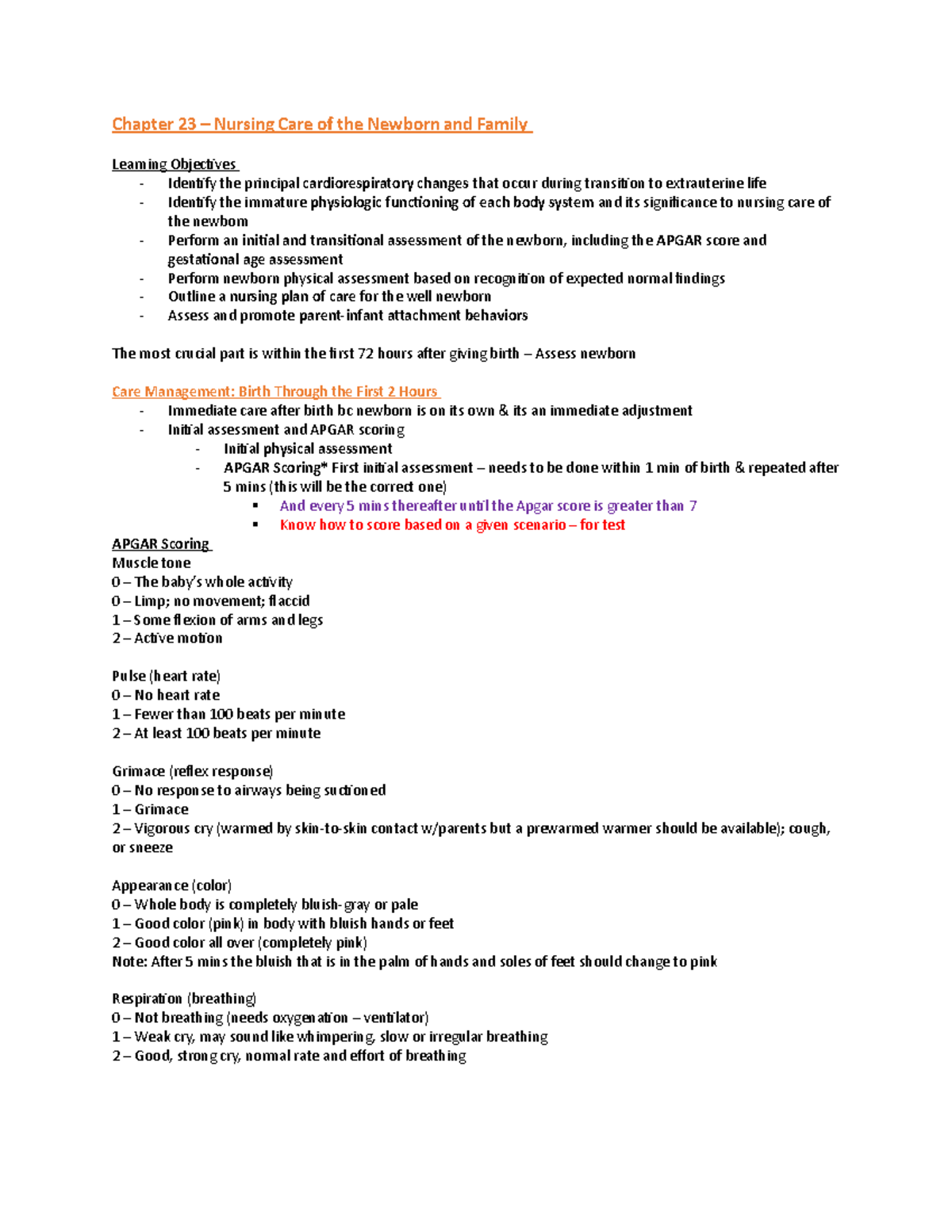 Newborn Notes - Chapter 23 – Nursing Care of the Newborn and Family ...