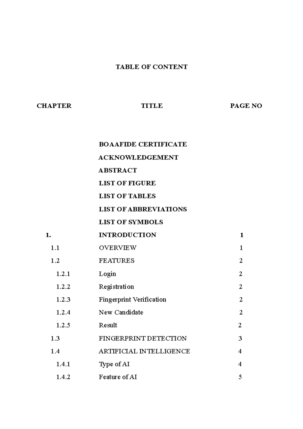 Index PAGE - some - TABLE OF CONTENT CHAPTER TITLE PAGE NO BOAAFIDE ...