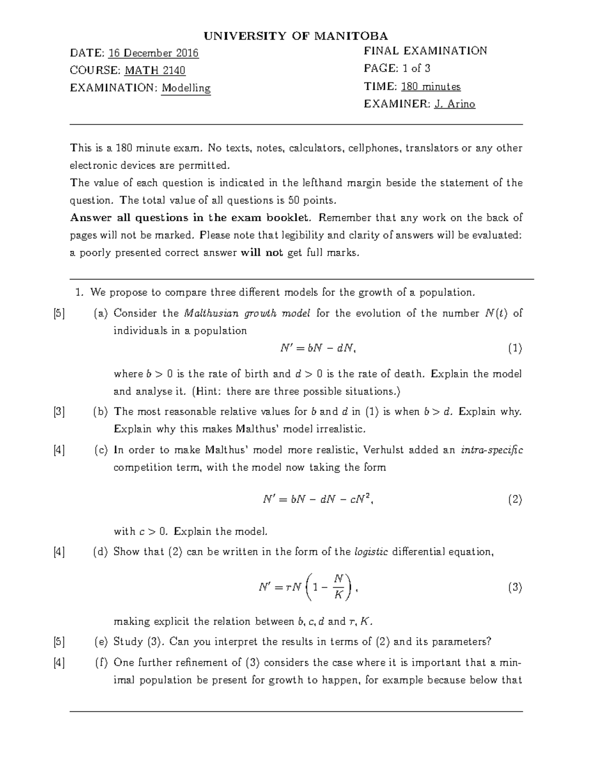 MATH2140 F2016 Final Solution - DATE: 16 December 2016 COURSE: MATH ...