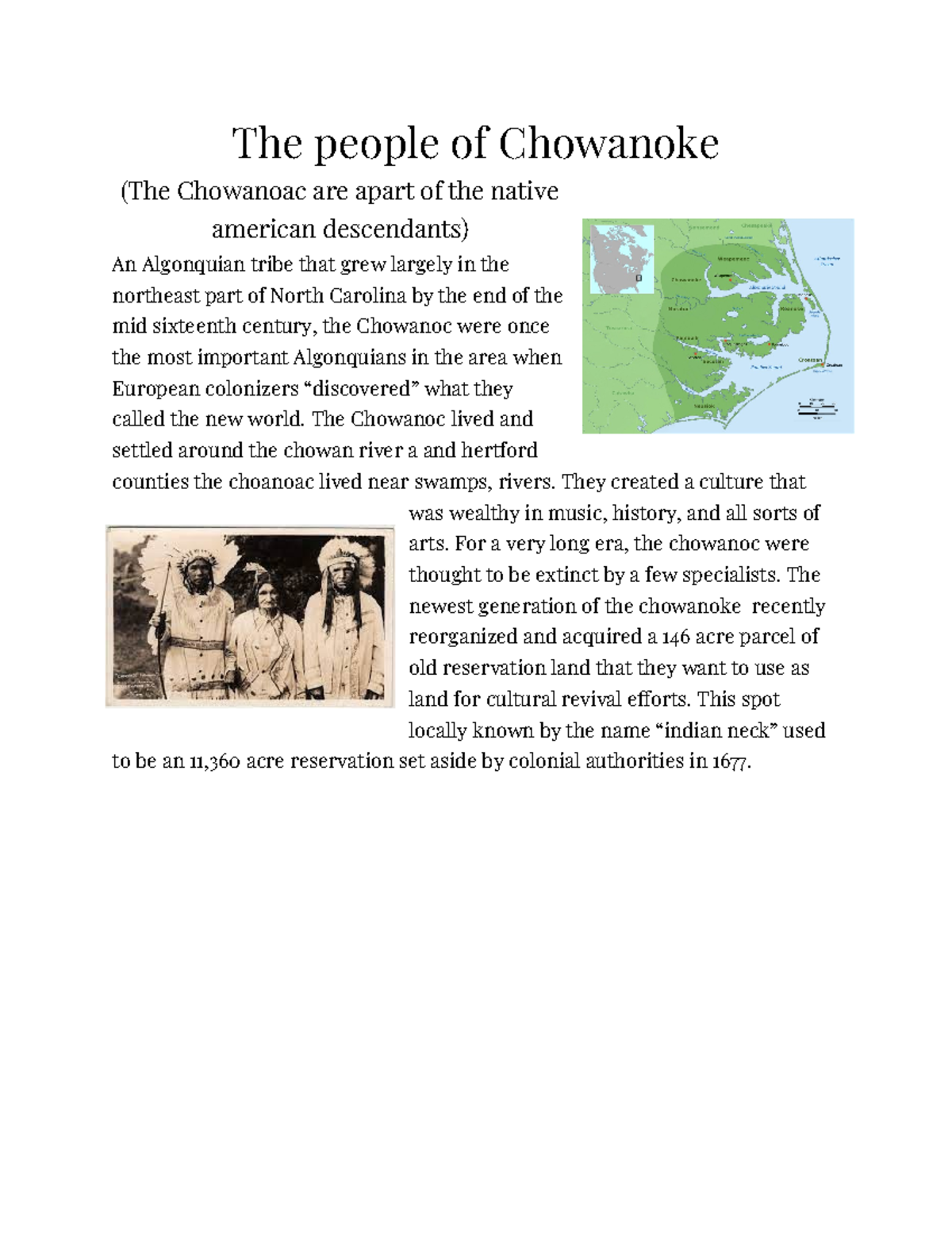 The people of Chowanoke - The Chowanoc lived and settled around the ...