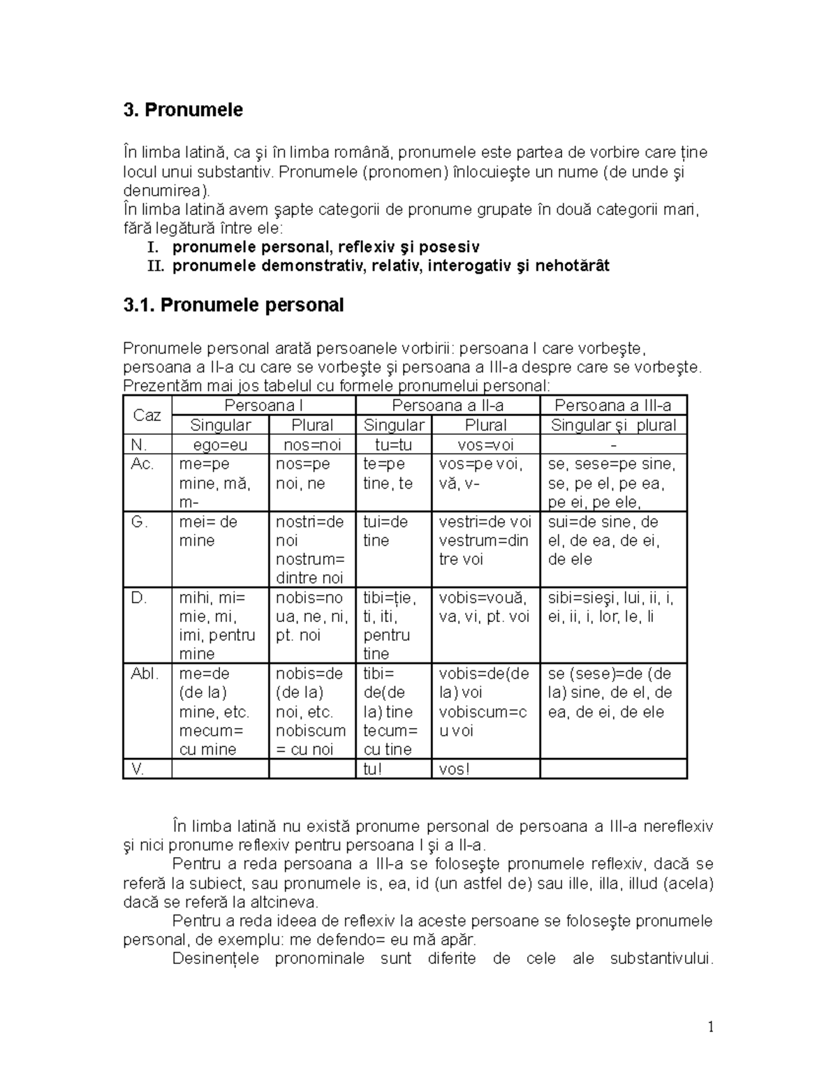 123753529-Pronumele-Latina - 3. Pronumele În limba latină, ca şi în limba română, pronumele este ...