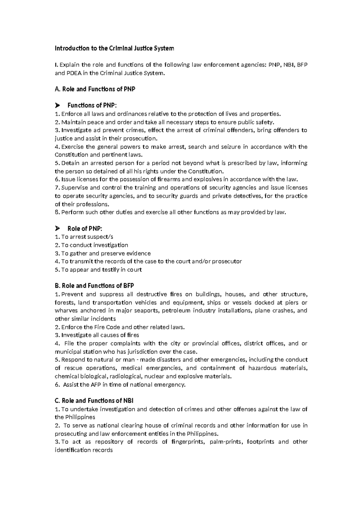 Introduction to the Criminal Justice System - Explain the role and ...