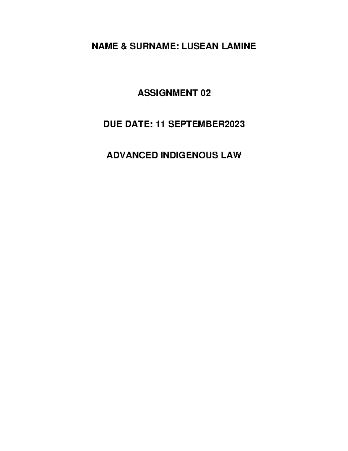Assignment 02 - no additional information for now - LCP4804 - Unisa ...