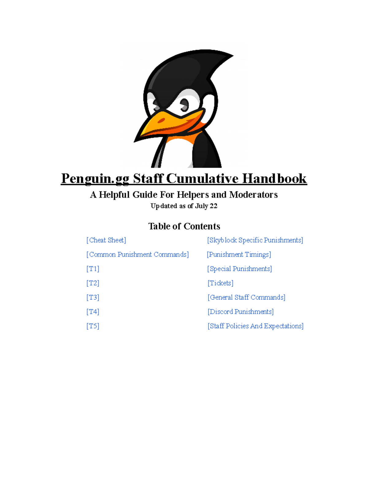 SB737 Staff Handbook - Penguin Staff Cumulative Handbook A Helpful ...