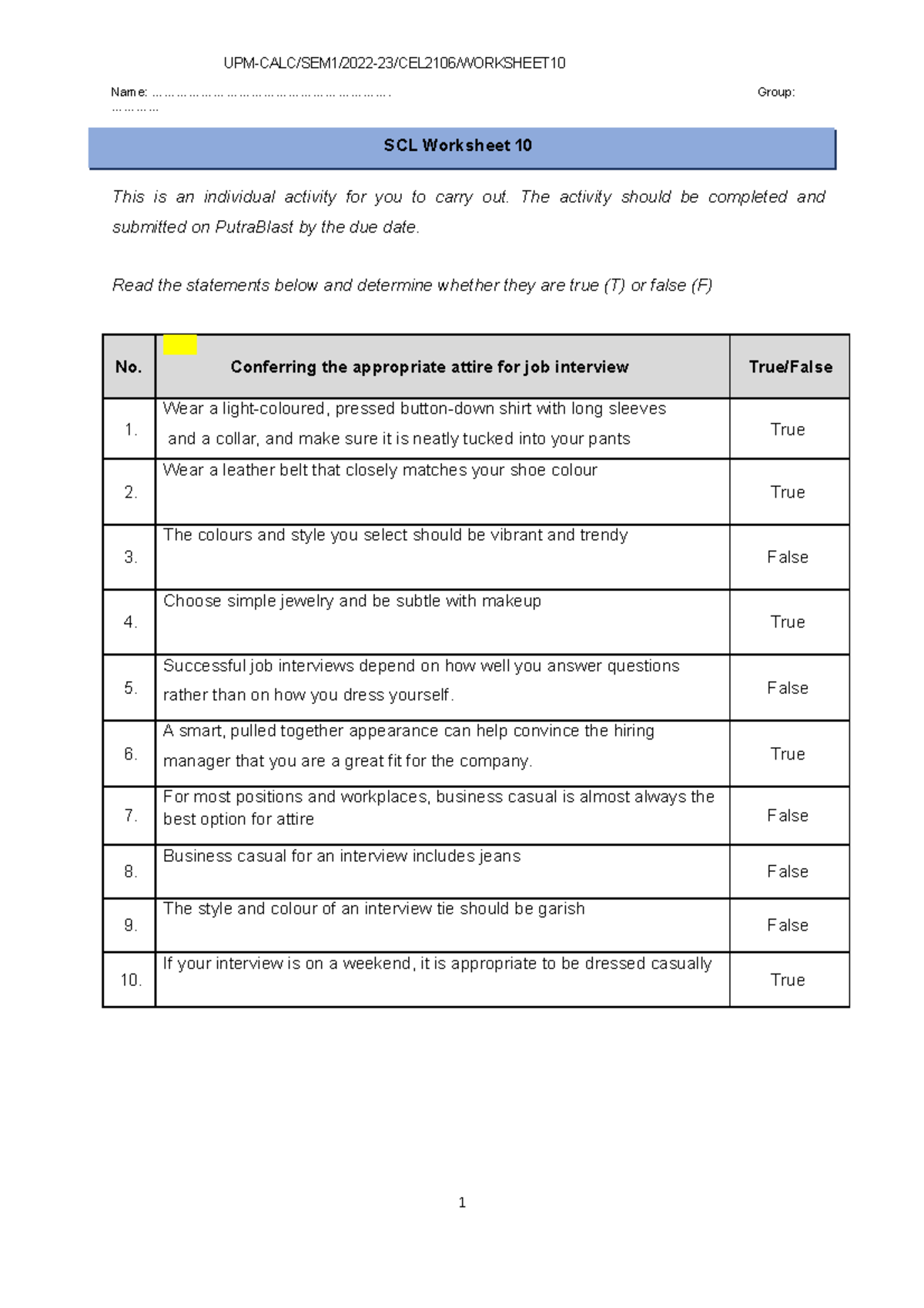 CEL2106 SCL Worksheet 10 - UPM-CALC/SEM1/2022-23/CEL2106/WORKSHEET Name ...