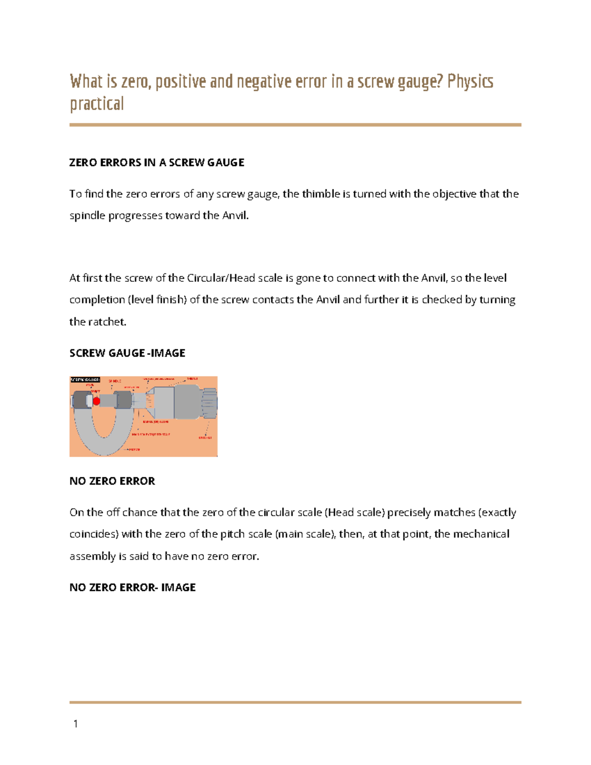 What Is Zero Positive And Negative Error In A Screw Gauge Physics