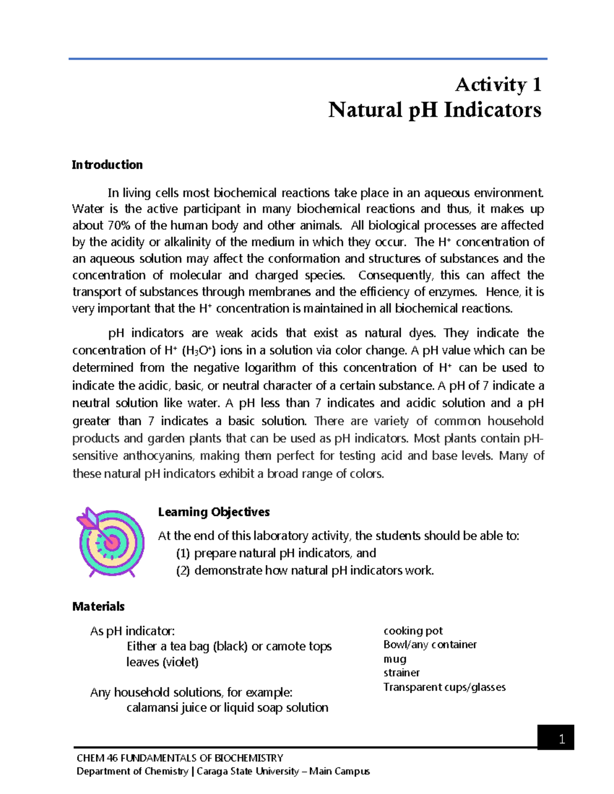 Chem 46 BCD1- Laboratory Activity #2- Natural p H Indicator - Activity ...