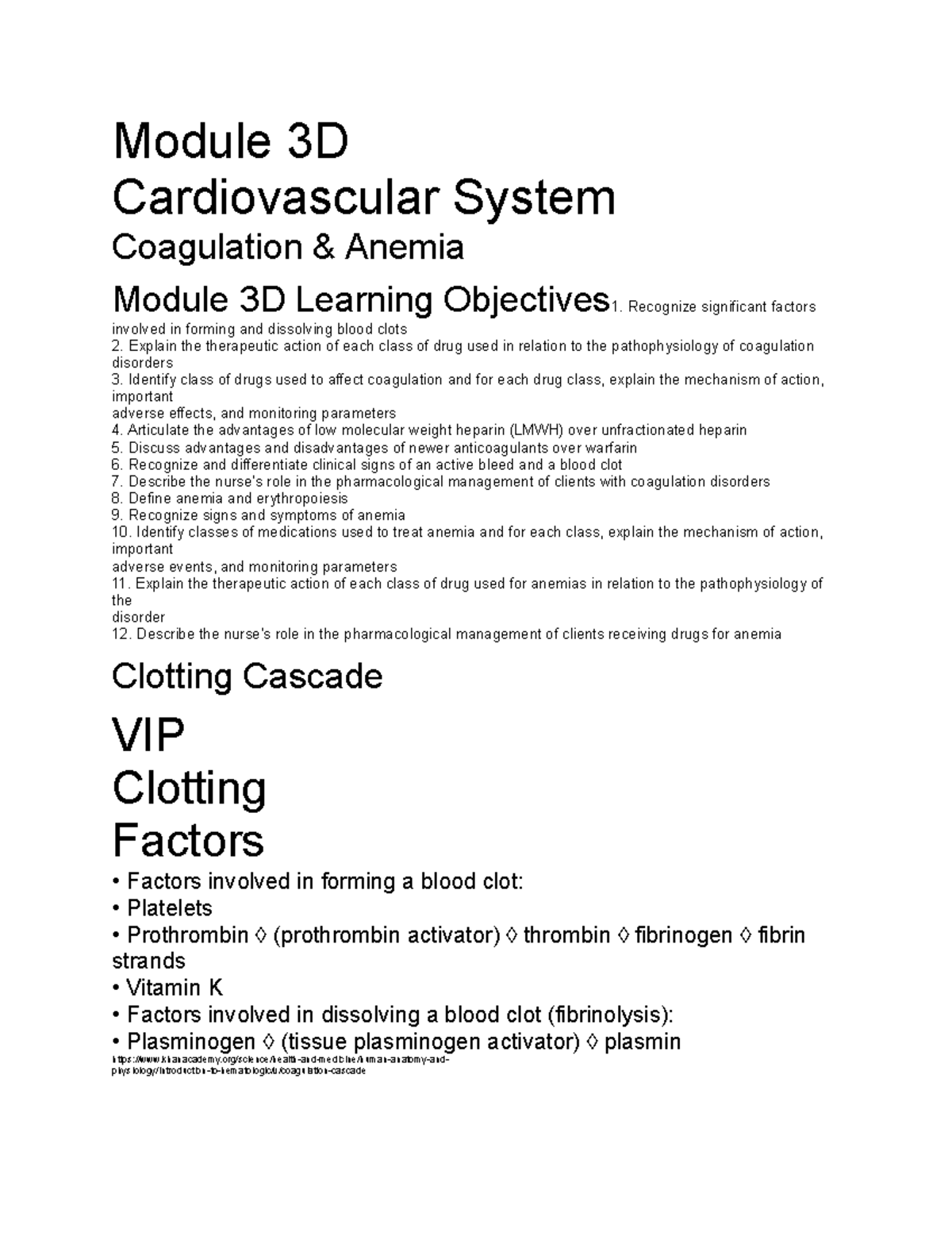 Pharm module 3DEF - Course power point - Module 3D Cardiovascular ...