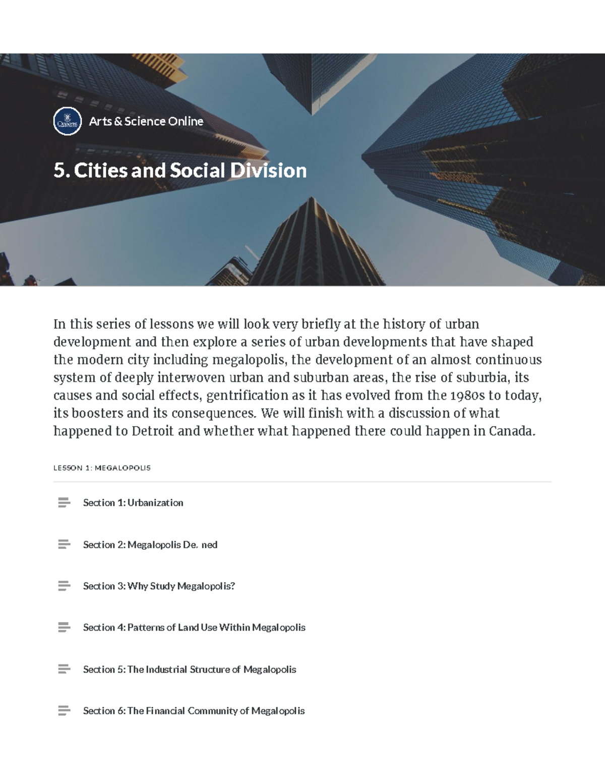 M5 Cities and Social Division - Gphy 101 - queensu - Studocu