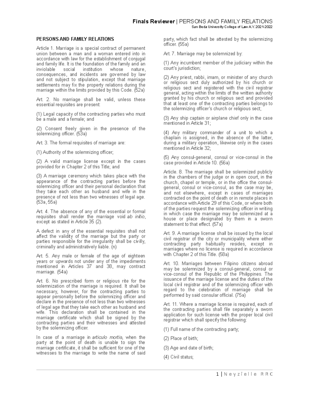 PFR Reviewwer Finals - Lecture notes from Persons and Family Relations ...