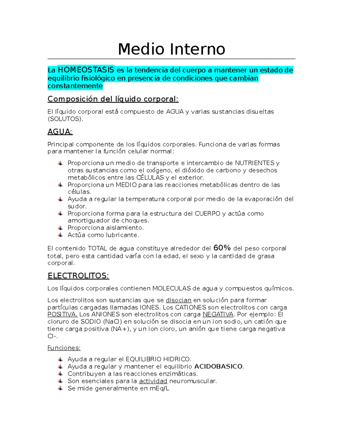 Medio Interno - adulto2 - Medio Interno La HOMEOSTASIS es la tendencia ...