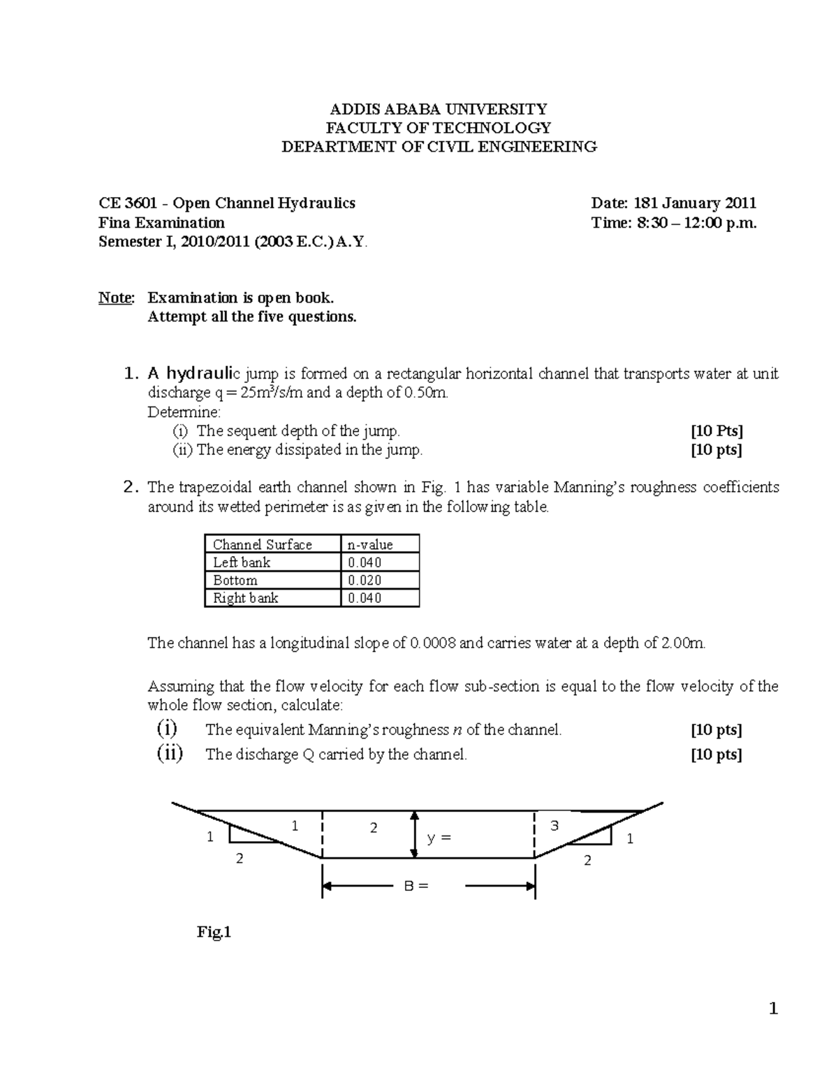 Final Exam 18 January 2011, questions - ADDIS ABABA UNIVERSITY FACULTY ...