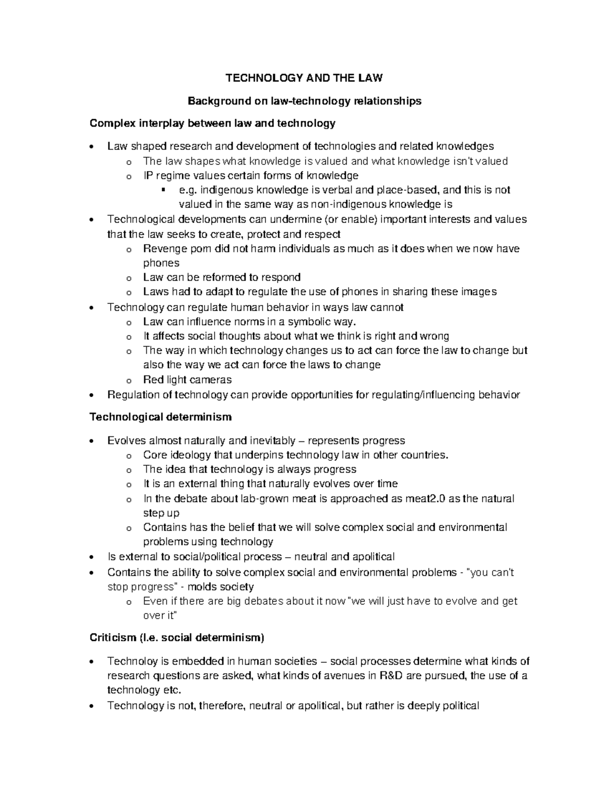 Technology AND THE LAW - Readings and Lecture Notes - TECHNOLOGY AND ...