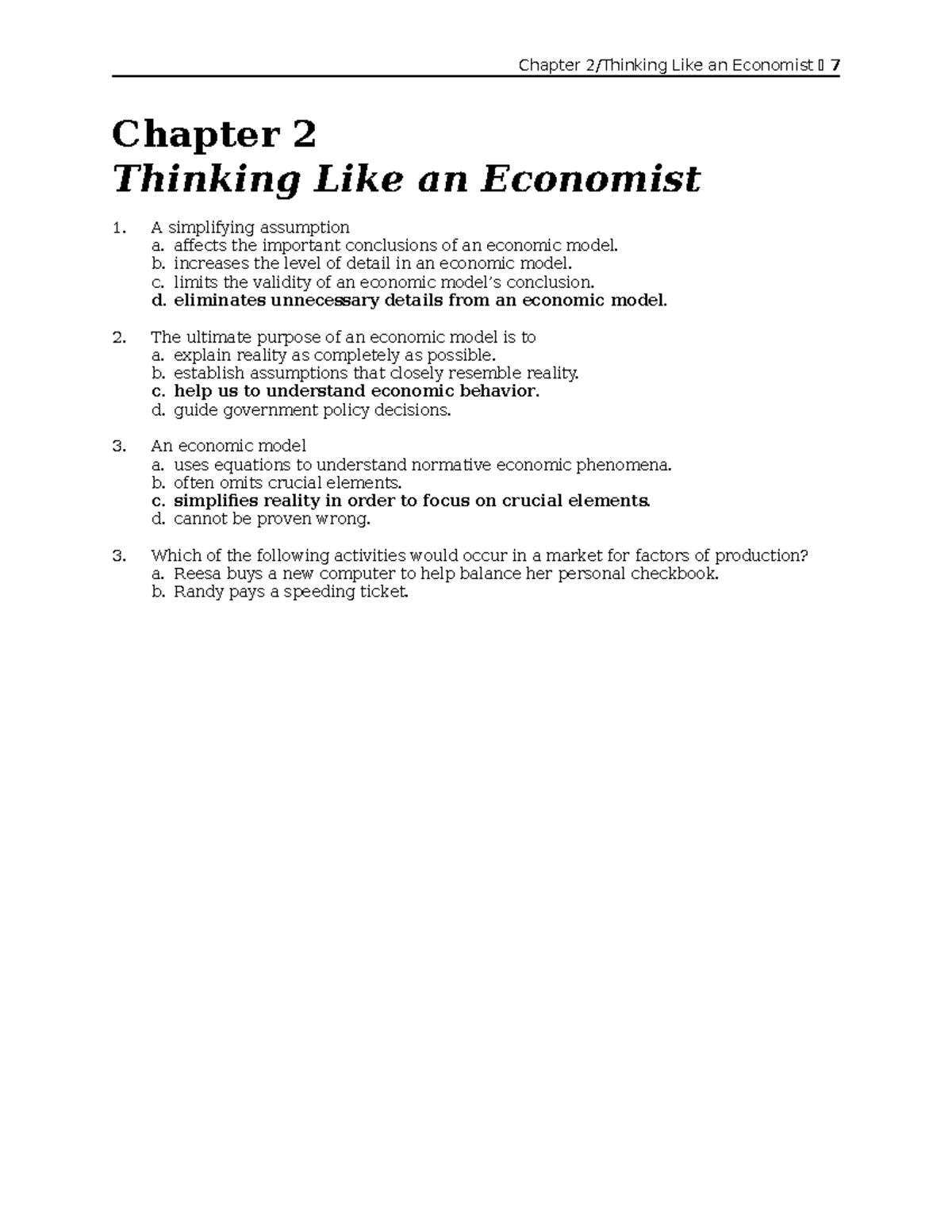 Chapter 02 - Chapter 2/Thinking Like an Economist 7 Chapter 2 Thinking ...