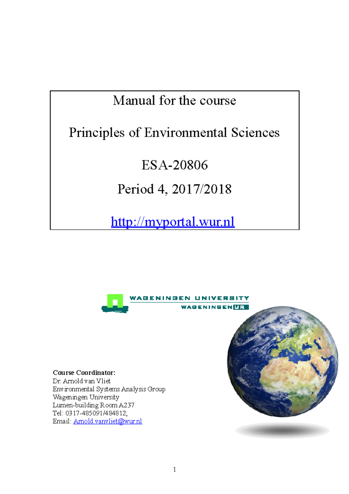 Manual PES 2017 2018 - Manual for the course Principles of ...