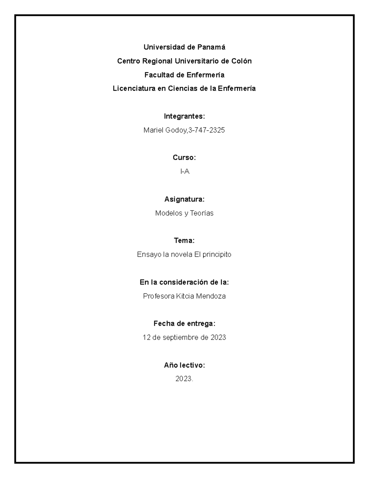 Ensayo del Principito - Universidad de Panamá Centro Regional ...