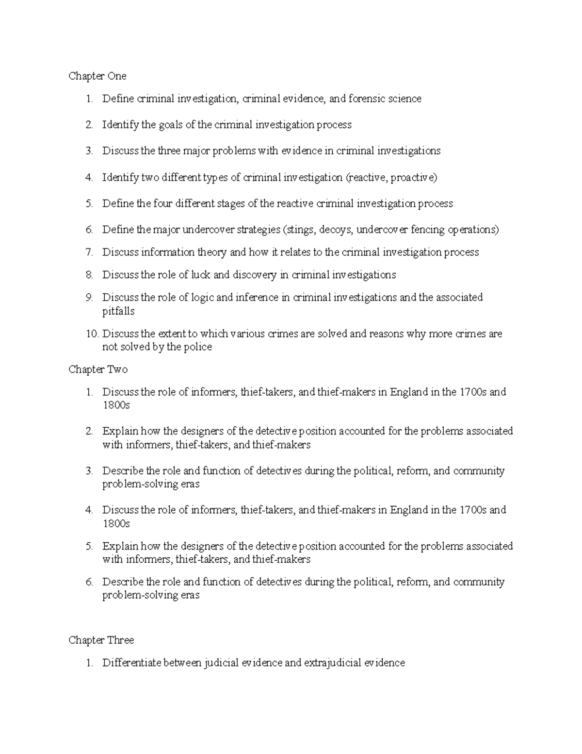 Csi Midterm Chapter One 1 Define Criminal Investigation Criminal Evidence And Forensic