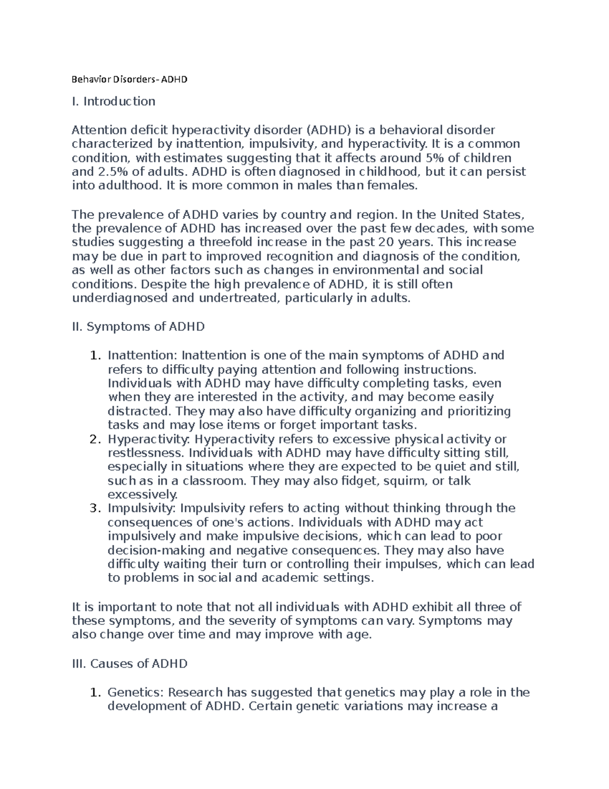 Behavior Disorder- ADHD - Introduction Attention deficit hyperactivity ...