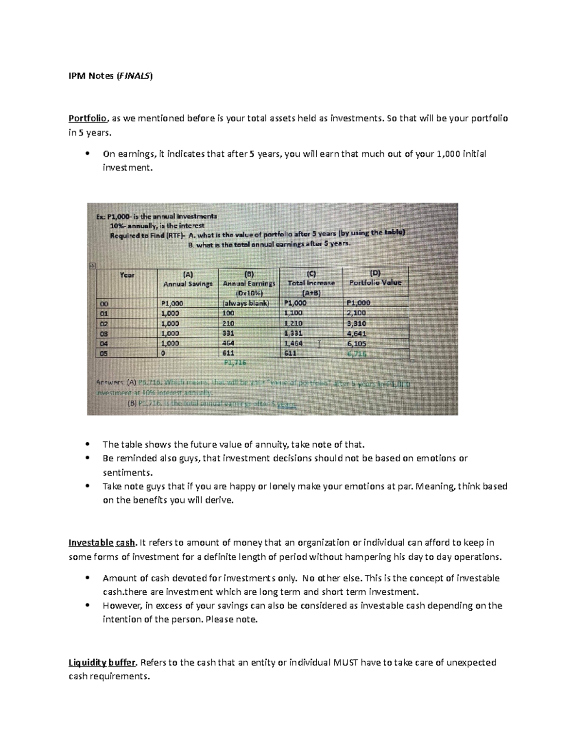 IPMNotes Finals - A tailored notes for Investment and Portfolio ...