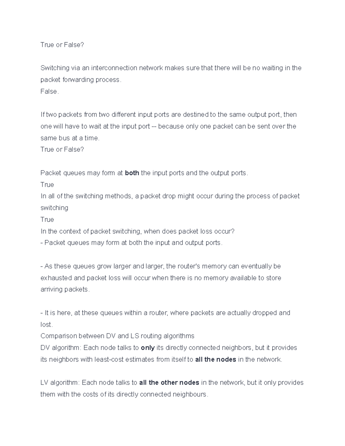 CPSC 441 - Note CPSC 441 CSUF. - True or False? Switching via an interconnection network makes ...