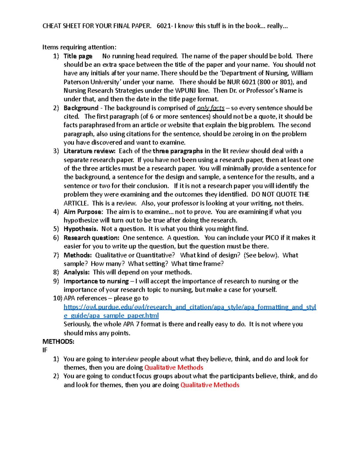 Cheat sheet for final paper. 6021 - 2023 - CHEAT SHEET FOR YOUR FINAL ...