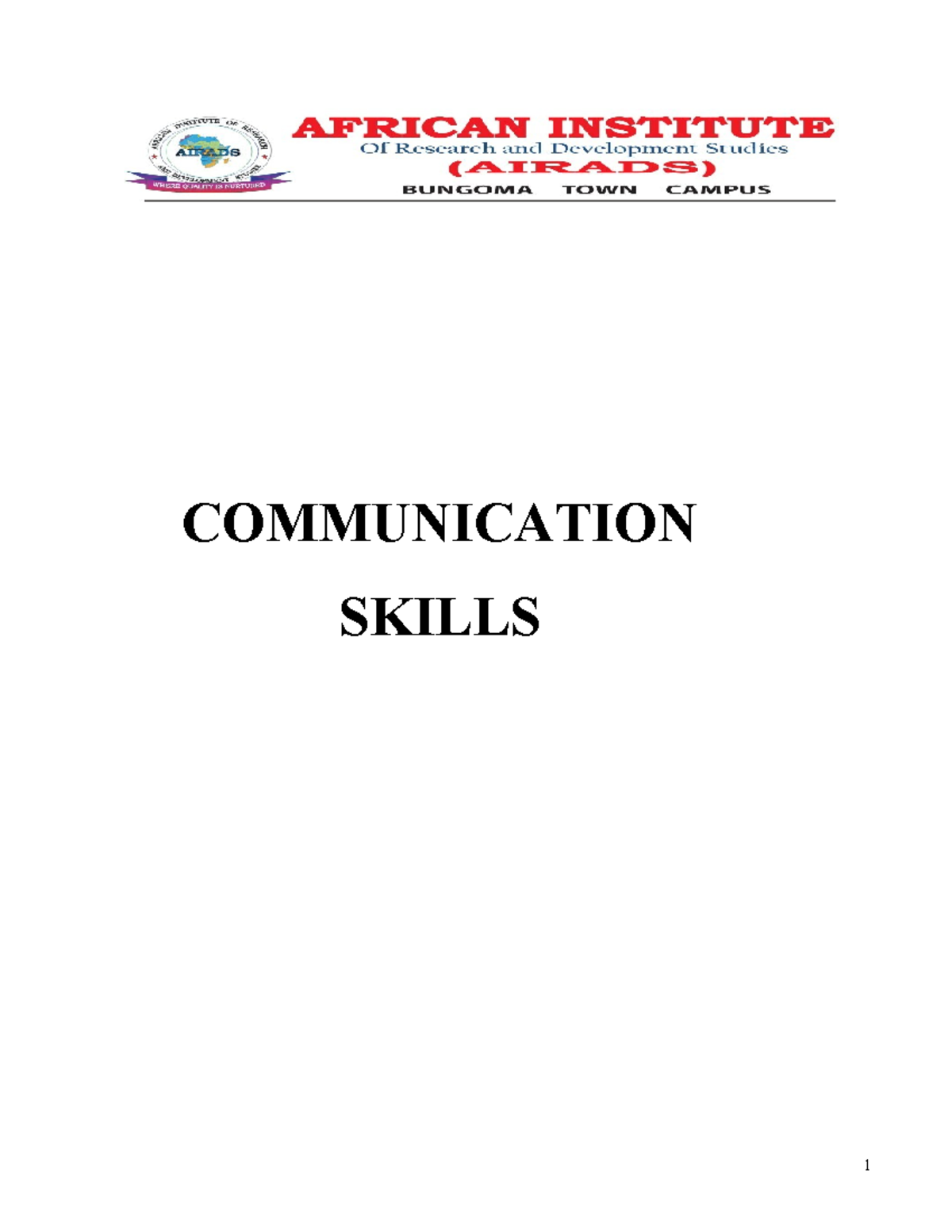 Communication Skills - DIPLOMA NOTES - 1 COMMUNICATION SKILLS TABLE OF ...
