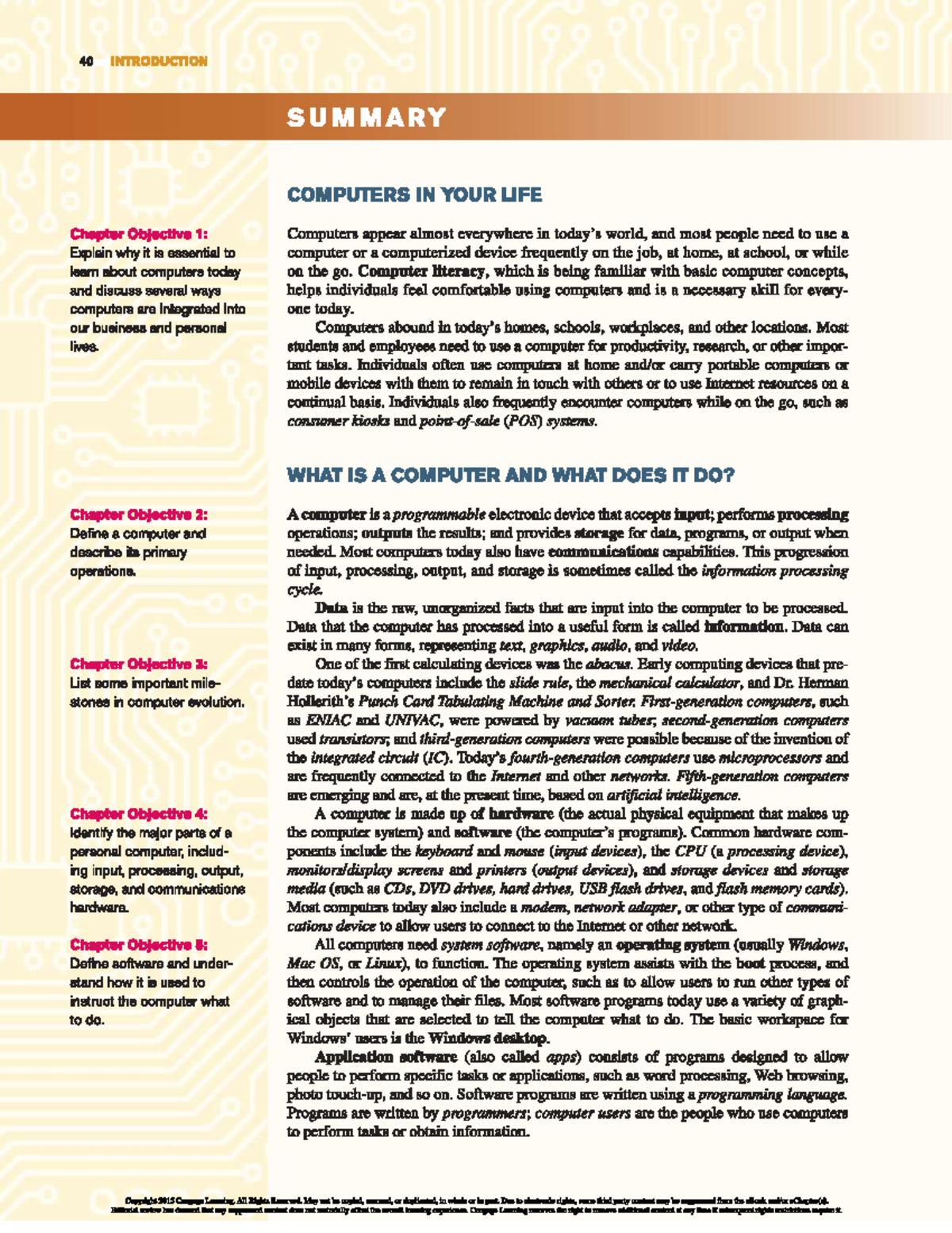 ICT1-Module 1-Introduction - 40 INTRODUCTION SUMMARY COMPUTERS IN YOUR ...