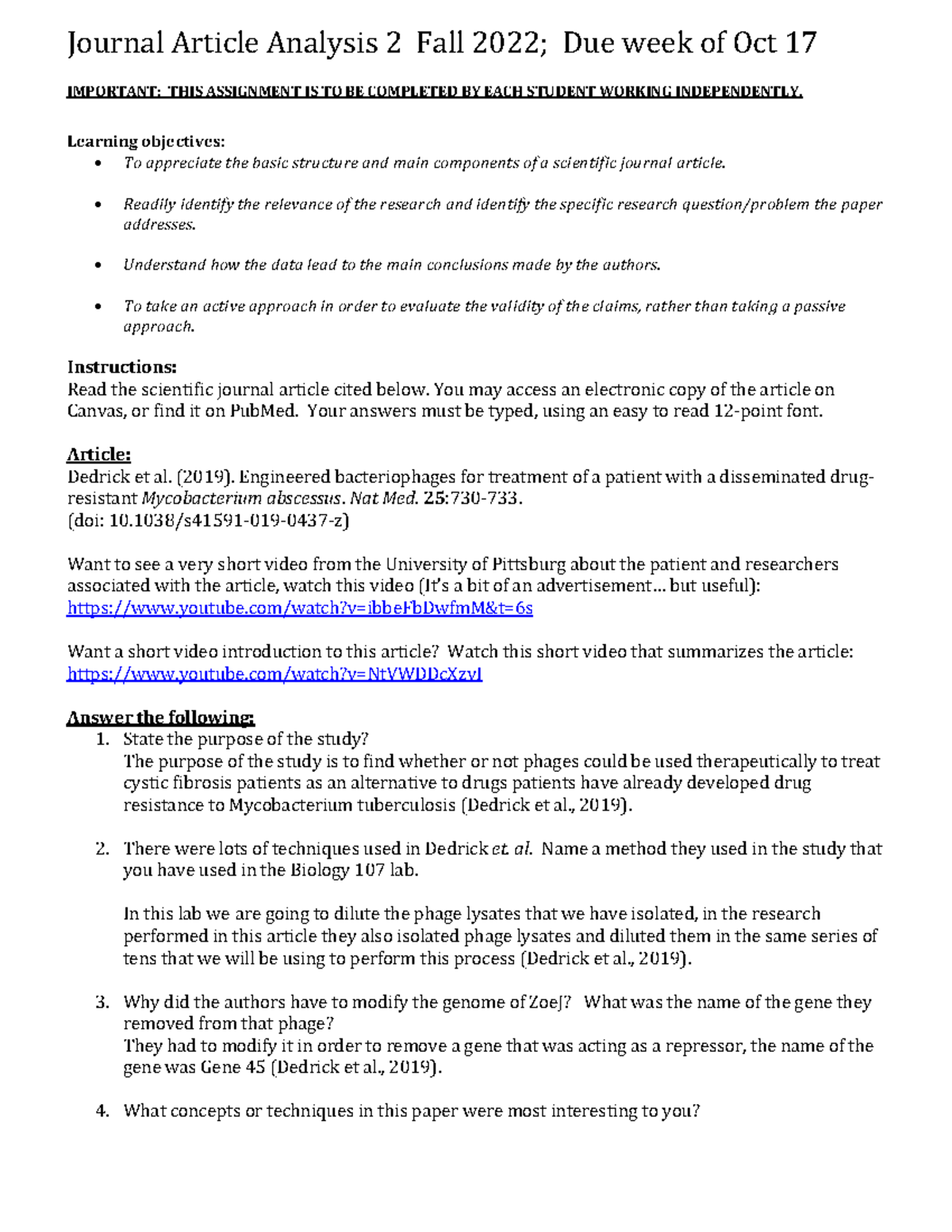 Journal Article Analysis Assignment 2 Fa 22 - Journal Article Analysis ...