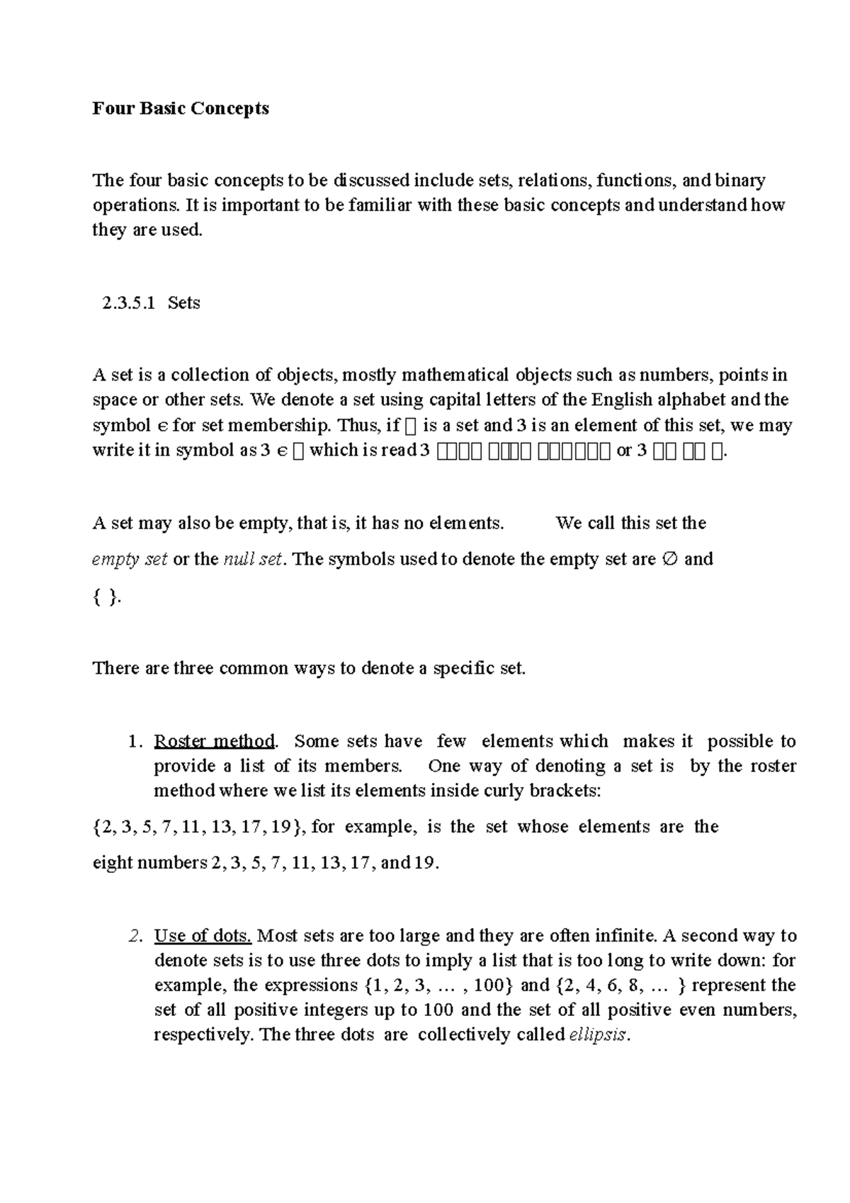 Basic Concepts - Four Basic Concepts The four basic concepts to be discussed include sets, - Studocu