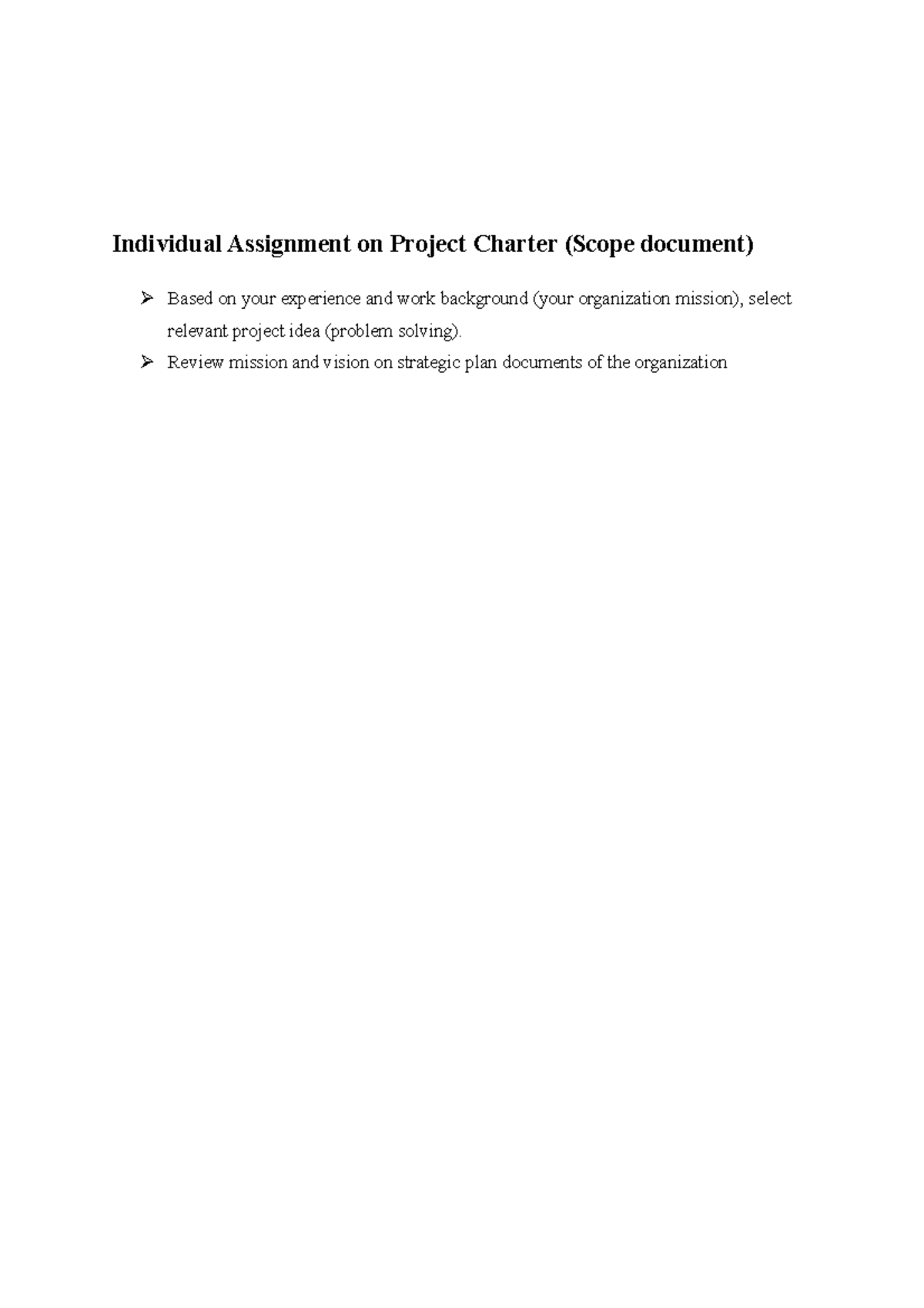 Project Charter Ass - CV and application letter - Individual Assignment ...