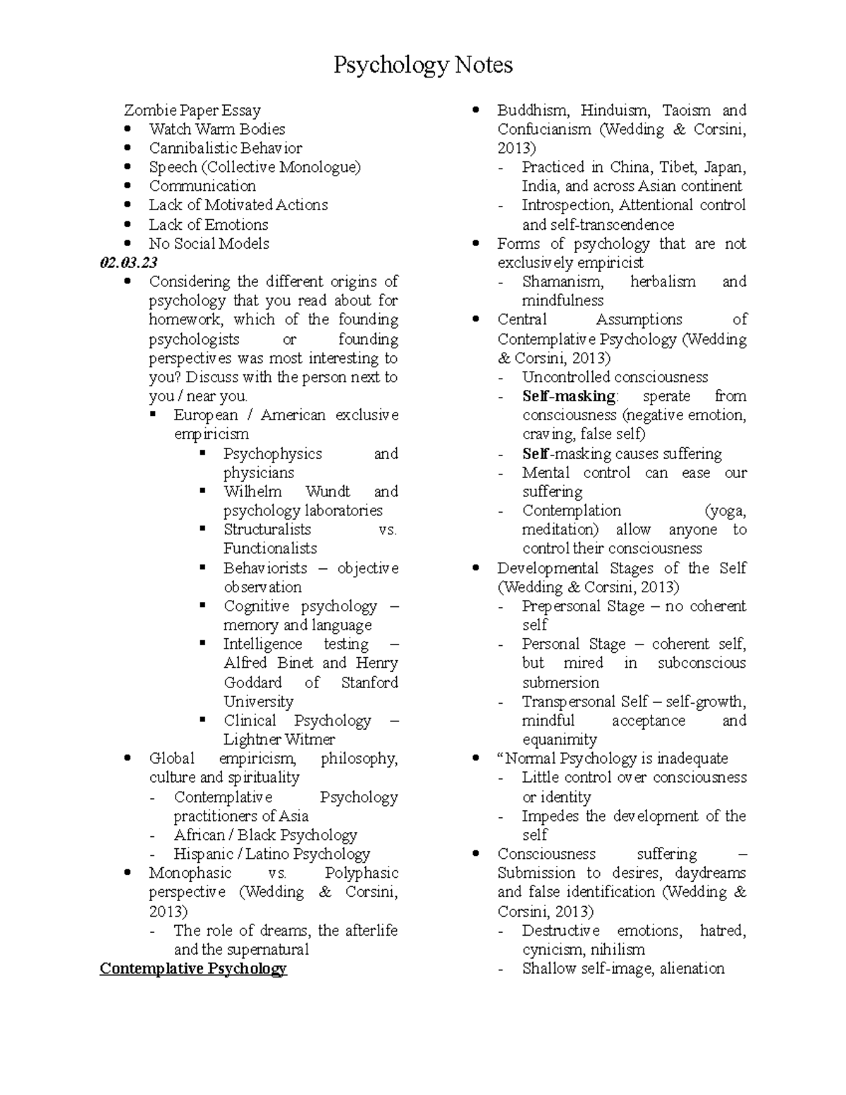 Psychology Notes - Zombie Paper Essay Watch Warm Bodies Cannibalistic ...